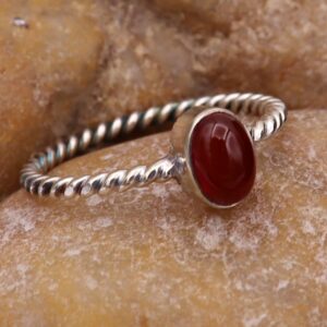 Silver Band Solid 925 Sterling Silver Carnelian Gemstone Ring Handmade for Women by Goyal Exports SRG332J (US-10)