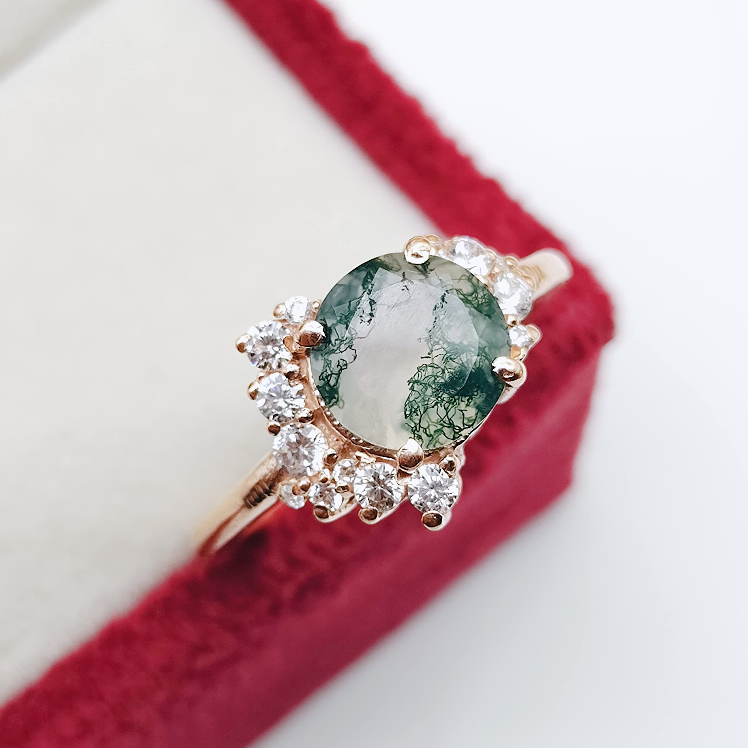 Natural Moss Agate Ring For Women Pear Round Shape Gold Ring Silver Ring Delicate Ring Stacking Ring Promise Ring For Women's Birthday Gift By FOREVER GEMS & JEWELS