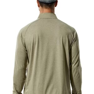 MIER Men's Quarter Zip Pullover UPF 50+ Long Sleeve Golf Hiking Running Athletic Shirts, Lightweight Brushed Back Fleece (Brown, Large)