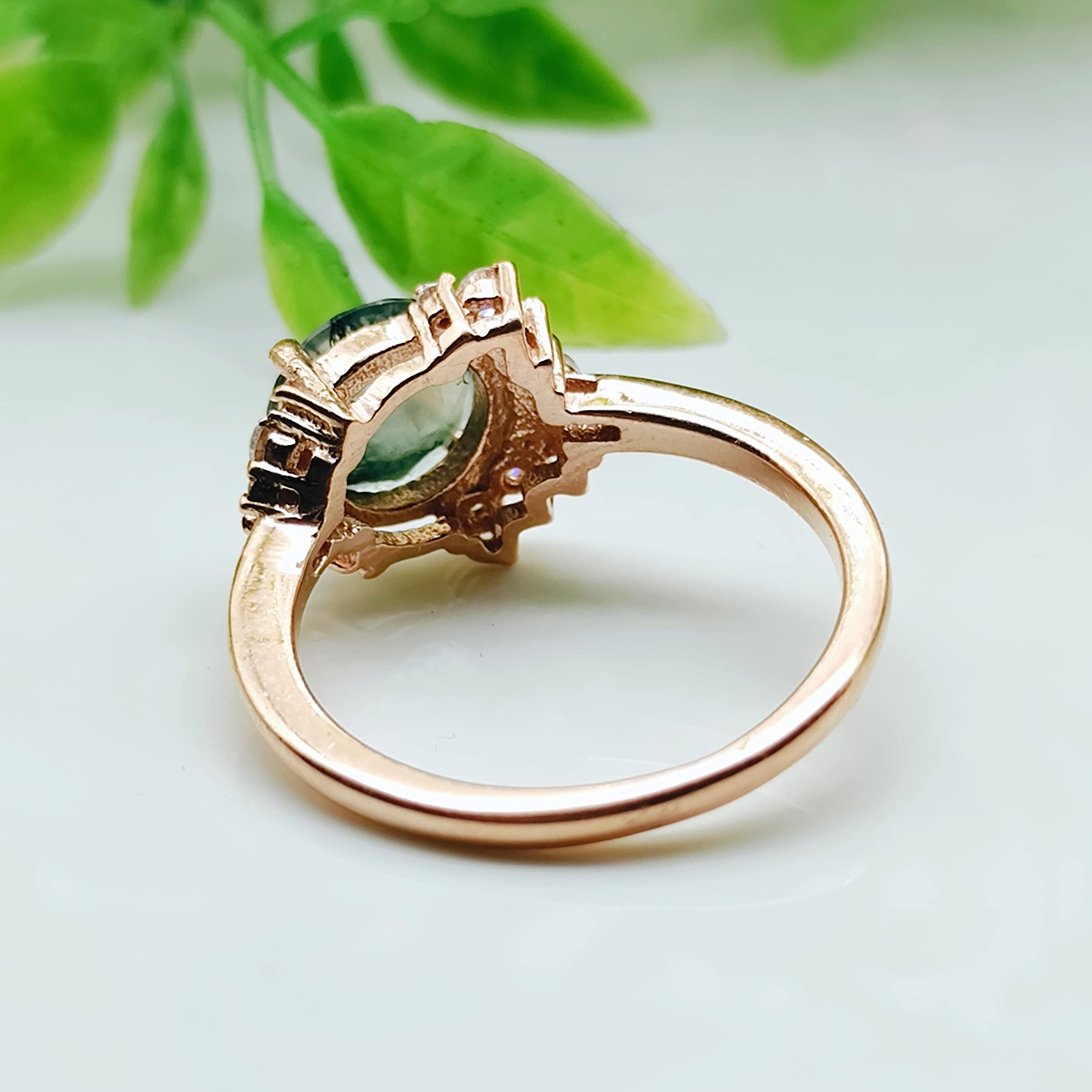 Natural Moss Agate Ring For Women Pear Round Shape Gold Ring Silver Ring Delicate Ring Stacking Ring Promise Ring For Women's Birthday Gift By FOREVER GEMS & JEWELS