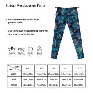 BYCHECAR Sea Turtle Athletic Leggings for Girls Toddler Size 4t-5t Stretch Yoga Dance Tights Kids Sports Workout Compression Skinny Pants Tummy Control