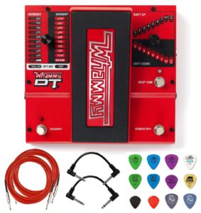 briskdrop digitech whammy dt pitch shift drop tune pedal bundle with 2 patch cables, 2 instrument cables, and dunlop variety pick pack, whammydt-bundle