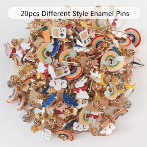 20pcs Enamel Pins for Backpacks Cute Lapel Pins Bulk Set Cool Hats Jackets Pins Funny Brooch Women Gift Random Style No Duplicates