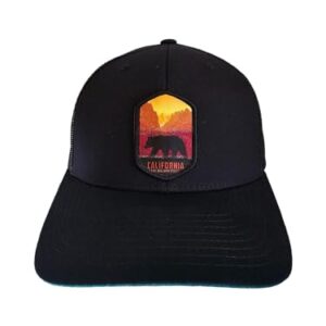 California Trucker Hat w/Golden State Bear Patch (Black/Black)