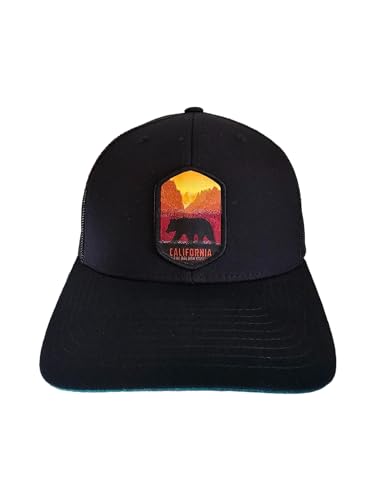 California Trucker Hat w/Golden State Bear Patch (Black/Black)