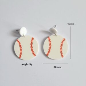 Acrylic Baseball Earrings Cool Punk Football Baseball Basketball Sports Drop Dangle Earrings Lightweight Rugby Soccer Statement Earring for Women Sport Lover Jewelry Gift-A 4pcs