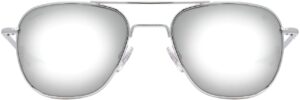 ao original pilot sunglasses - silver - sunflash silver mirror skymaster glass lenses - bayonet temple - polarized - 57-20-140