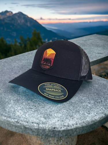 California Trucker Hat w/Golden State Bear Patch (Black/Black)