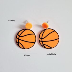 Acrylic Baseball Earrings Cool Punk Football Baseball Basketball Sports Drop Dangle Earrings Lightweight Rugby Soccer Statement Earring for Women Sport Lover Jewelry Gift-A 4pcs