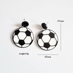 Acrylic Baseball Earrings Cool Punk Football Baseball Basketball Sports Drop Dangle Earrings Lightweight Rugby Soccer Statement Earring for Women Sport Lover Jewelry Gift-A 4pcs