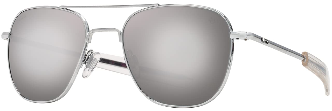 AO Original Pilot Sunglasses - Silver - SunFlash Silver Mirror SkyMaster Glass Lenses - Bayonet Temple - Polarized - 57-20-140