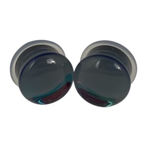 mystic metals body jewelry pair of iridescent smokey glass single flare plugs (pg-603) (2g (6mm))