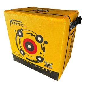 morrell targets 144 yellow jacket kinetic 1.0 65 pound portable field point archery bag target w/ 2 shooting sides, 10 bullseyes, and handles, yellow