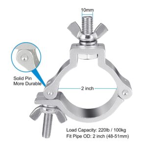 2 Inch Truss O Clamps, 10 Pack Olaalite Aluminum Stage Light Clamps for Truss, Heavy Duty 220LB LED Par Light Moving Head Lighting clamps, Fit for 48-52mm OD Tube/Pipe