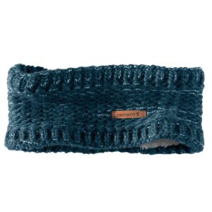 carhartt women's knit sherpa-lined headband, night blue, one size (pack of 1)