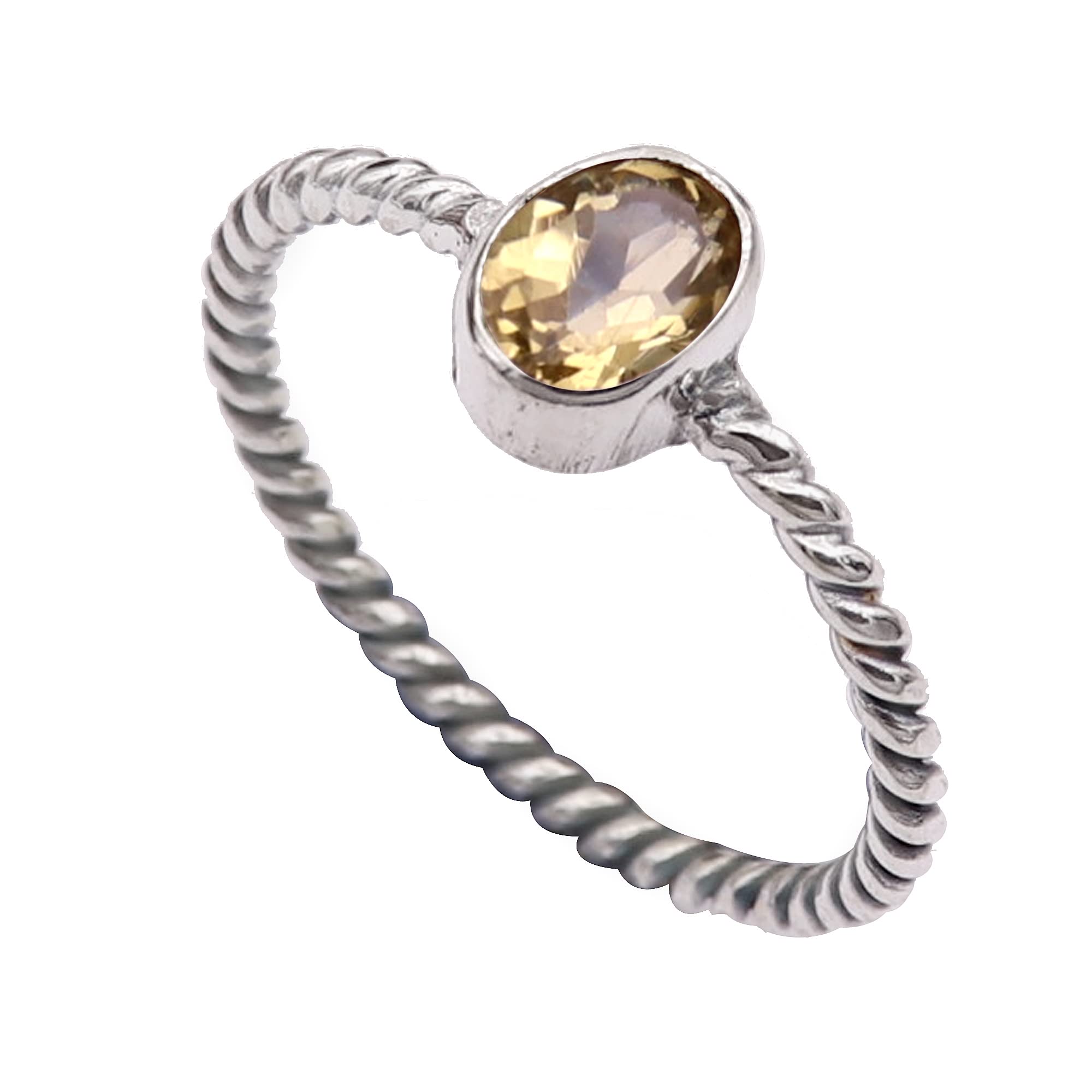 Silver Band Solid 925 Sterling Silver Citrine Gemstone Ring Handmade for Women by Goyal Exports SRG337B (US-9)