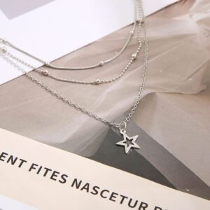 Shegirl Boho Choker Necklaces Star Layered Necklace Silver Necklace Chain Jewelry for Women