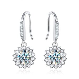 2ct moissanite earrings 18k white gold plated d color top grade cut diamond with gra certification 925 sterling silver ideal gift for women valentines, mothers day, christmas, and birthdays