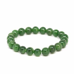 baikalla jewelry natural nephrite jade 8 & 9.5mm good luck beads bracelet for men & women (9.5mm, 7.5in)