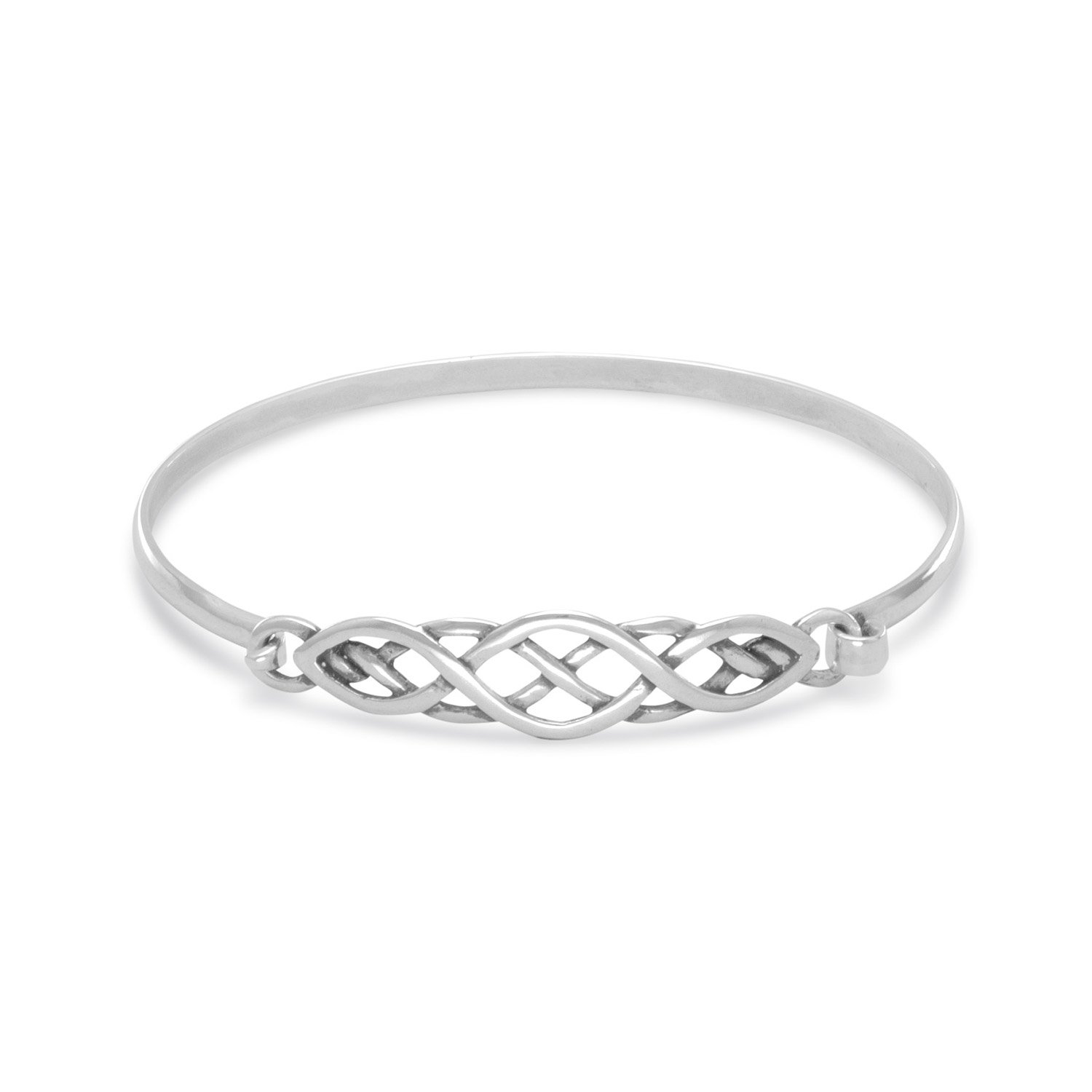 JewelryWeb - Sterling Silver Antiqued Celtic Trinity Knot Cuff Bangle Bracelet - 7x42mm - Hook Closure Bracelet - Stackable Claddagh Bangle Bracelet for Women - Irish Jewelry