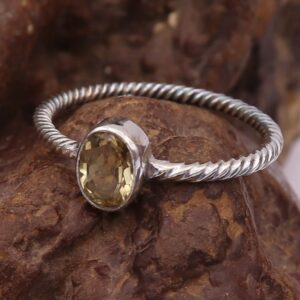 Silver Band Solid 925 Sterling Silver Citrine Gemstone Ring Handmade for Women by Goyal Exports SRG337B (US-9)