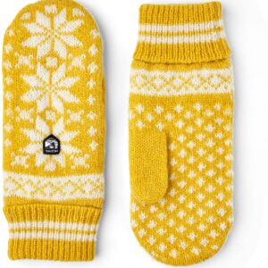 Hestra Unisex Isvik Wool Mittens for Cold Weather & Everyday Wear - Mustard/Offwhite - 8