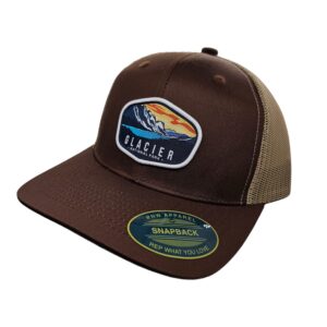 Glacier Trucker Hat w/National Park Woven Patch (Brown/Tan)