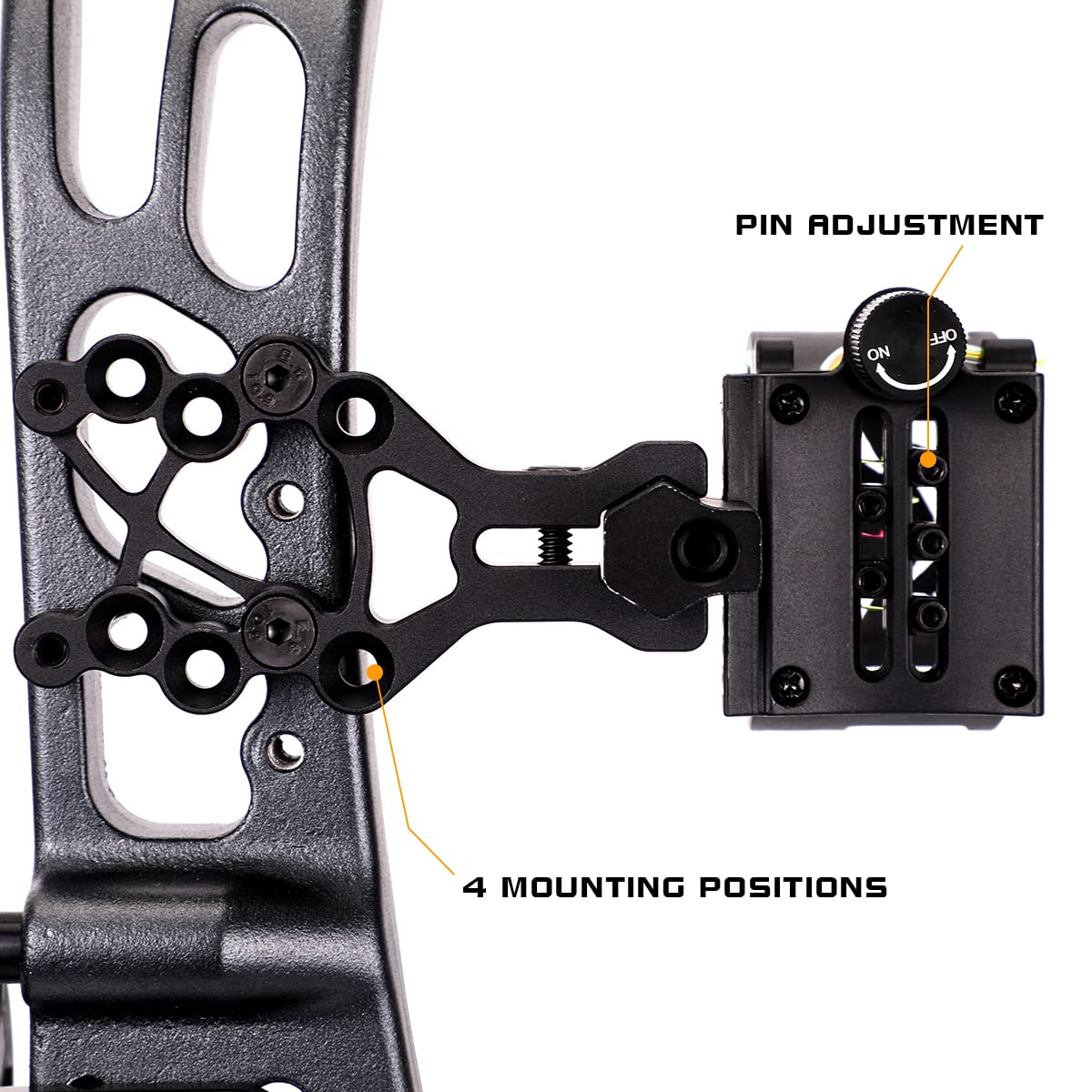 LWANO 5 Pin Bow Sight with Rheostat Light and Reversible Mount Design