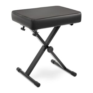 pyle adjustable padded keyboard x bench with three holes on each leg, 4 non-slip rubber feet, designed to fit users and playing styles-pkbents