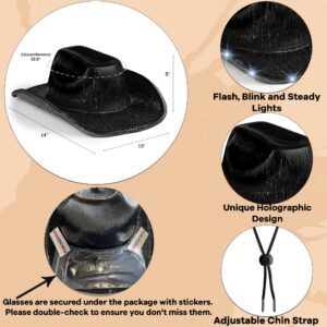 Funcredible Black Light Up Cowboy Hat and Glasses - Led Cowgirl Hat for Girls - Neon Cowboy Hat - Cowgirl Costume Accessories for Women