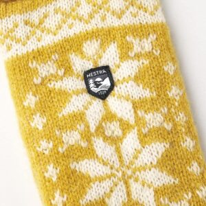 Hestra Unisex Isvik Wool Mittens for Cold Weather & Everyday Wear - Mustard/Offwhite - 8