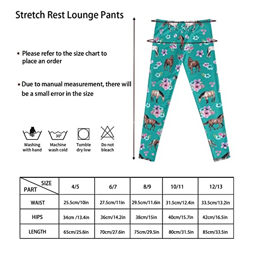 BYCHECAR Little Girls Leggings Active Pants Size 8-9 Horse Flower Kids Clothes for Gymnastics Sport Workout Yoga Dance Leggings Stretchy Cozy Tights