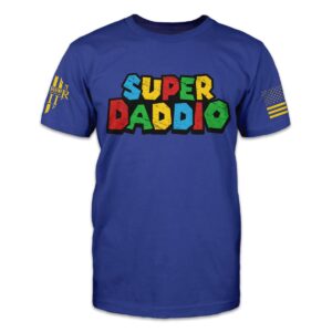 super daddio t-shirt patriotic tribute tee | american pride veteran support shirt | 100% cotton military apparel | blue, 3x-large