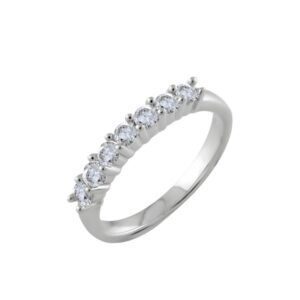 halo jewelers collection 14k white gold 1/2 carat (ctw) round natural white diamond 7-stone half eternity wedding band ring for women engagement birthday (color: h-i, clarity: i1-i2, 0.50ctw) size-4.5