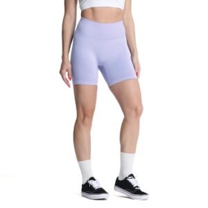 Aoxjox Vital Seamless Biker Shorts for Women High Waist Workout Shorts Booty Running Yoga Shorts (Vital New Purple Heather Marl, Medium)