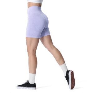 aoxjox vital seamless biker shorts for women high waist workout shorts booty running yoga shorts (vital new purple heather marl, medium)