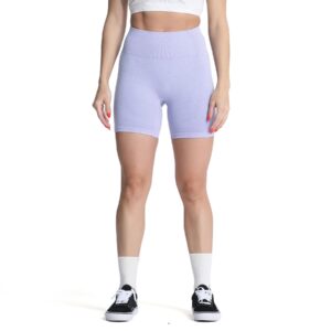 Aoxjox Vital Seamless Biker Shorts for Women High Waist Workout Shorts Booty Running Yoga Shorts (Vital New Purple Heather Marl, Medium)