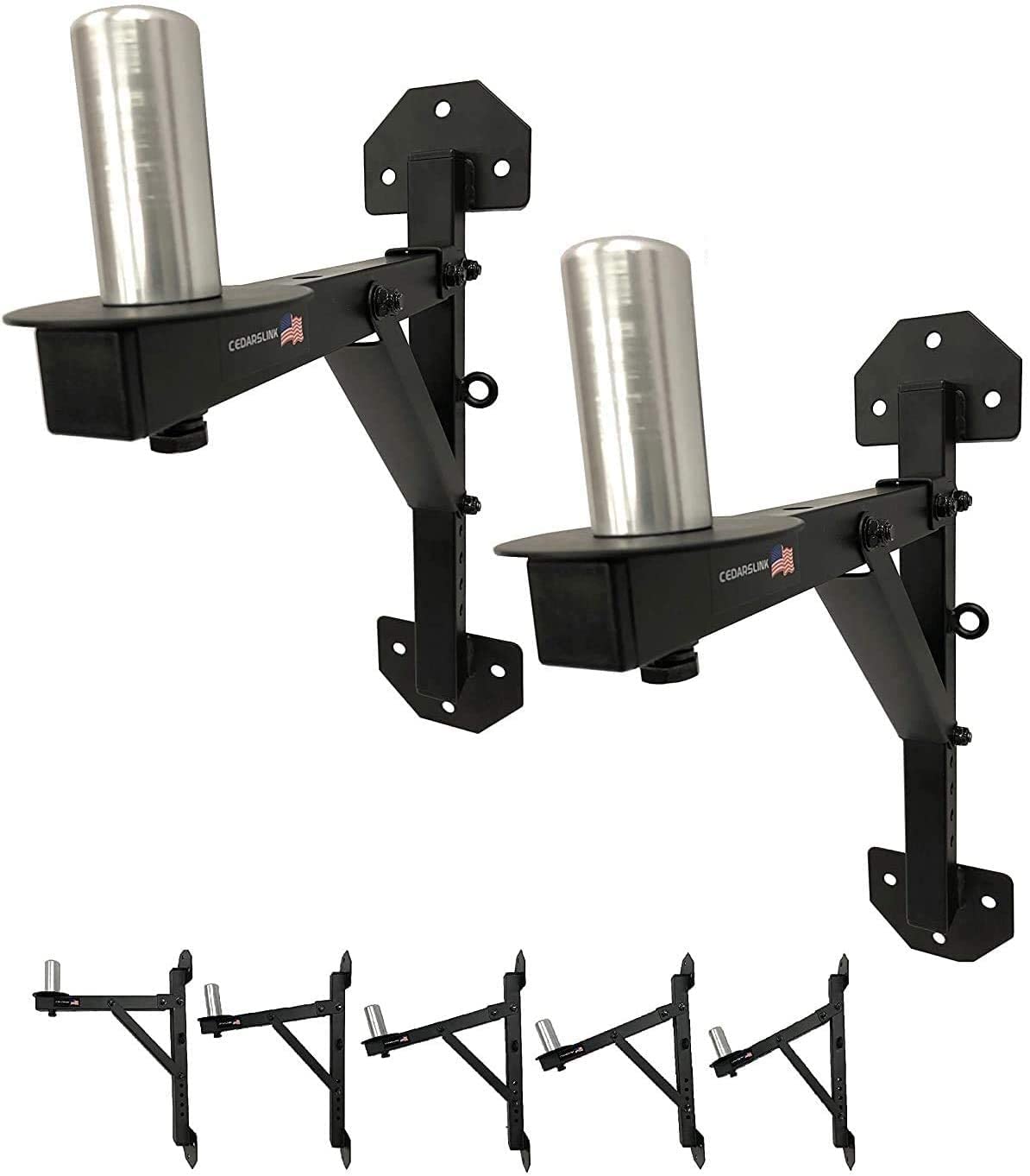 Cedarslink PA Speaker Wall Mount Brackets - 2 Pro-Audio Stands Post Holder DJ Stage Aluminum Peg Mount! Over 200 LB. Capacity!