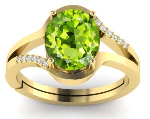 sirdaksh 10.50 carat natural certified peridot gemstone gold plated ring for men and women