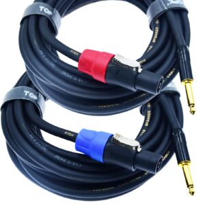 2pcs professional speakon to 1/4 inch ts 1/4" mono gold-plated 6.35mm adapter speaker cable for pa jack pair male audio port plug amplifier connection dj amp heavy duty bocina cord wire ft(10 feet)