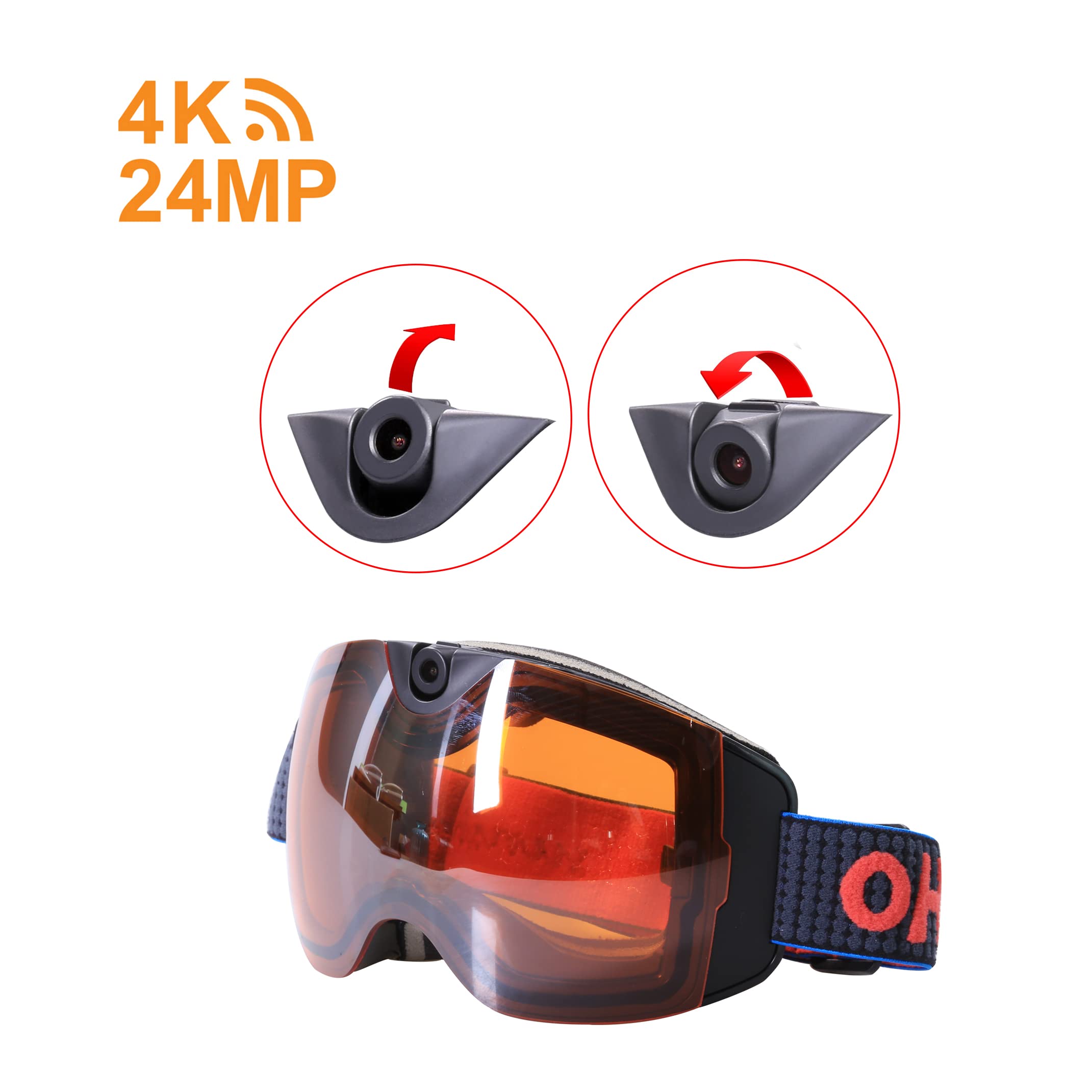 OhO 4K Smart Ski Goggles, WiFi Camera Snowboard Goggles with UV Protection, Anti Fog （Men/Women）