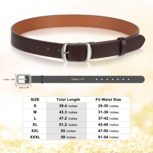 VONMELLI 2 Packs Women Leather Belts for Jeans Fashion Leather Ladies Waist Belt Black Coffee Medium