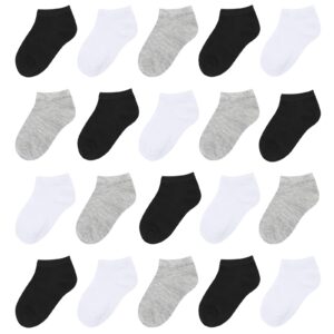 wafuzi toddler kids ankle socks low cut athletic half cushioned socks for little big boys girls kids 20 pairs soft socks 4-6years