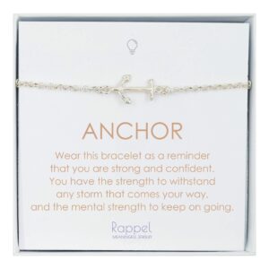 rappel sterling silver anchor bracelet for women, inspirational bracelets for women, motivational gifts she will never forget