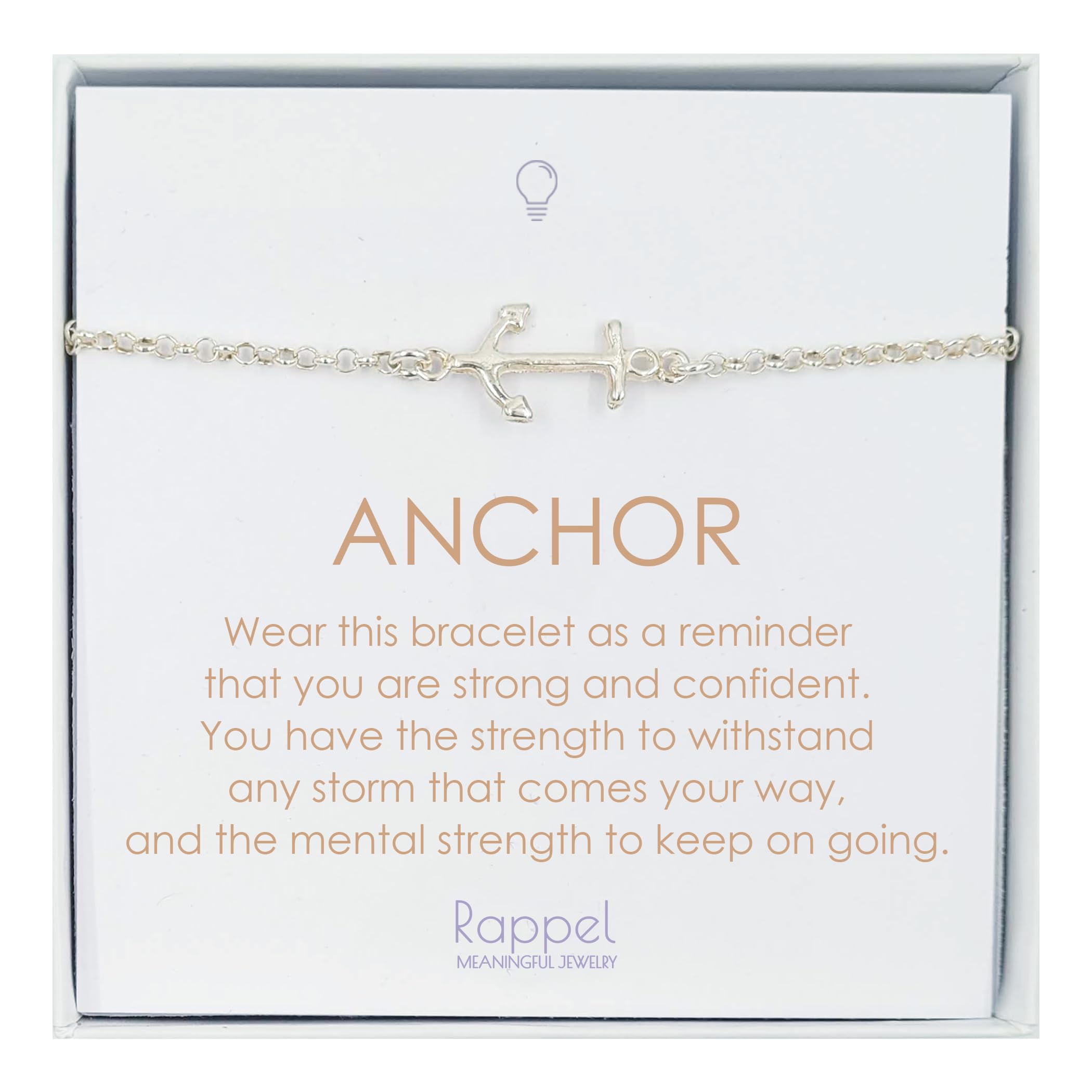 Rappel Sterling Silver Anchor Bracelet For Women, Inspirational Bracelets for Women, Motivational Gifts She Will Never Forget