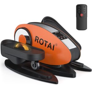 rotai under desk elliptical massage machine for elderly seniors electric leg circulation foot pedal exerciser, smart portable trainer for home & office with remote and lcd monitor (orange)