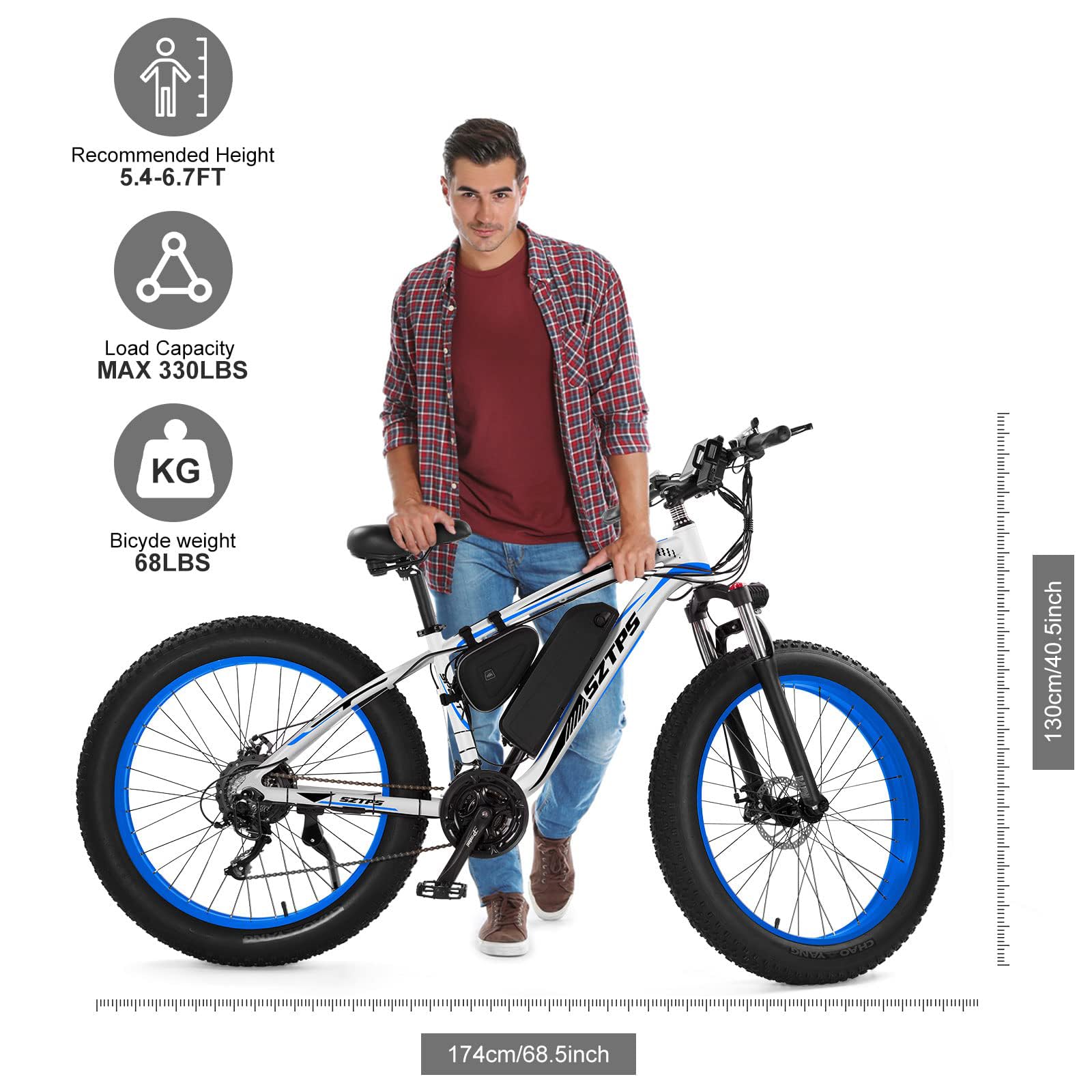 Electric Bike,26''Electric Bike for Adults with 48V 13Ah Removable Battery,750W Fat Tire Electric Bike,30 MPH Electric Mountain Bike,21 Speed E-Bike with Phone Charger Mount