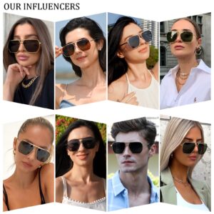 Dollger Oversized Square Sunglasses for Women Men Trendy Big Polarized Aviator Shades Retro Large Sun Glasses Black