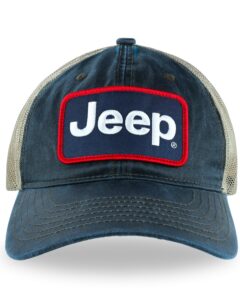 jeep premium navy waxed chino twill/lightweight khaki mesh patch hat - navy/khaki