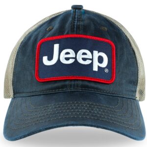 Jeep Premium Navy Waxed Chino Twill/Lightweight Khaki Mesh Patch Hat - Navy/Khaki